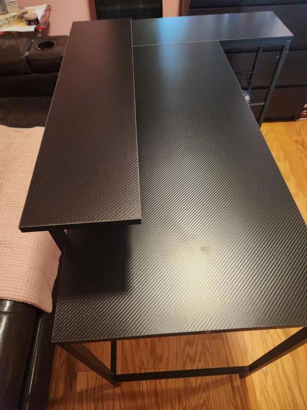 Bestier 59 in. L Shaped Corner Computer Desk with Storage Shelf ...