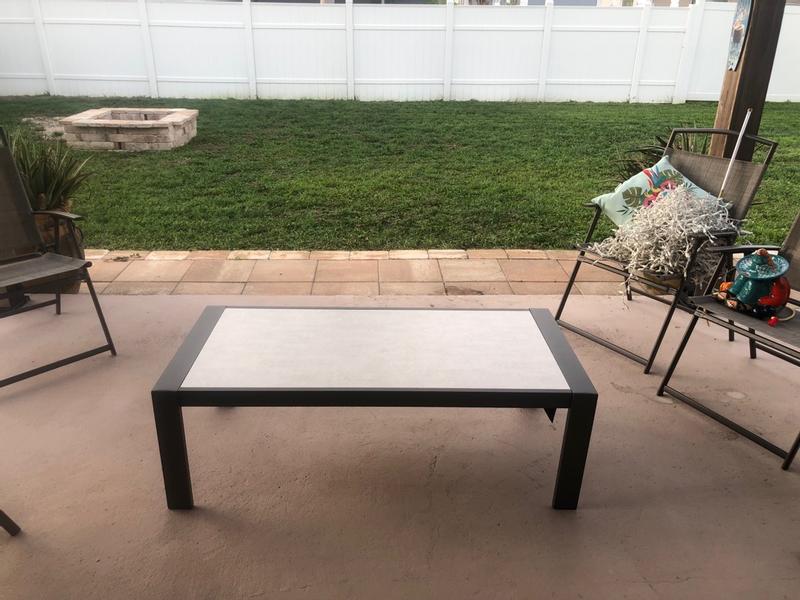 Bestier 48-in W 1-Piece Rectangle Grey Patio Coffee Table with LED and ...