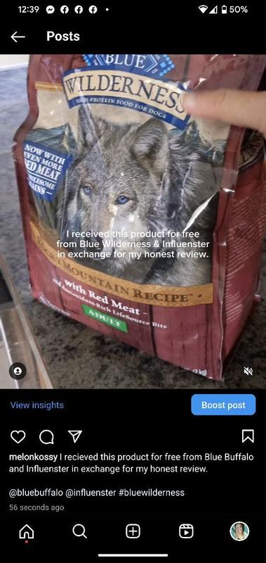 Blue Buffalo Wilderness Red Meat, Rocky Mountain Recipe Adult Dry Dog ...