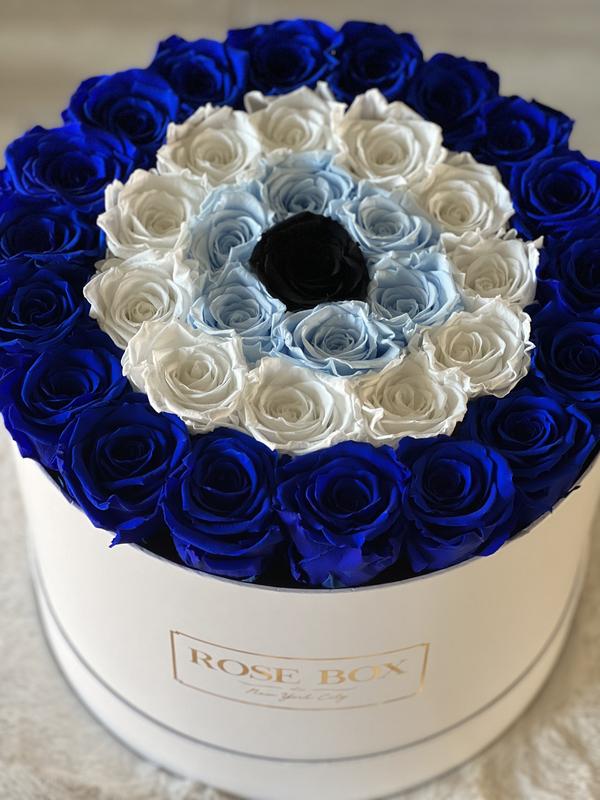 Rose Box NYC Large Round Box with Evil Eye of Roses | Bloomingdale's