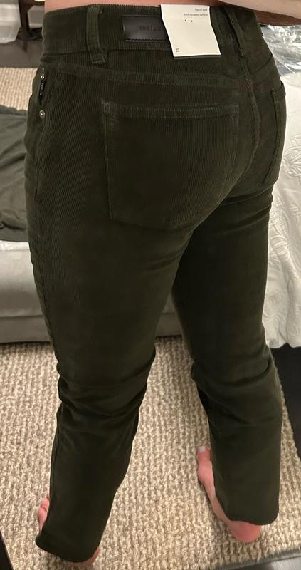 DL1961 Mara Mid Rise Corduroy Ankle Straight Leg Jeans in Pine Green ...