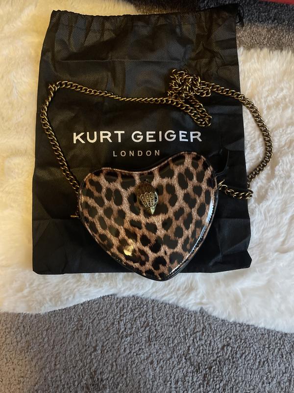 KURT GEIGER LONDON Kensington Leopard Print Heart Shape Crossbody ...