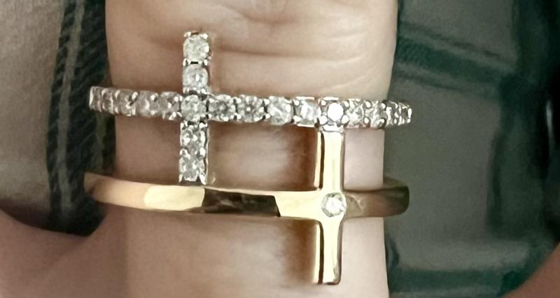 Bloomingdale's Fine Collection Diamond Double Cross Ring in 14K Yellow ...