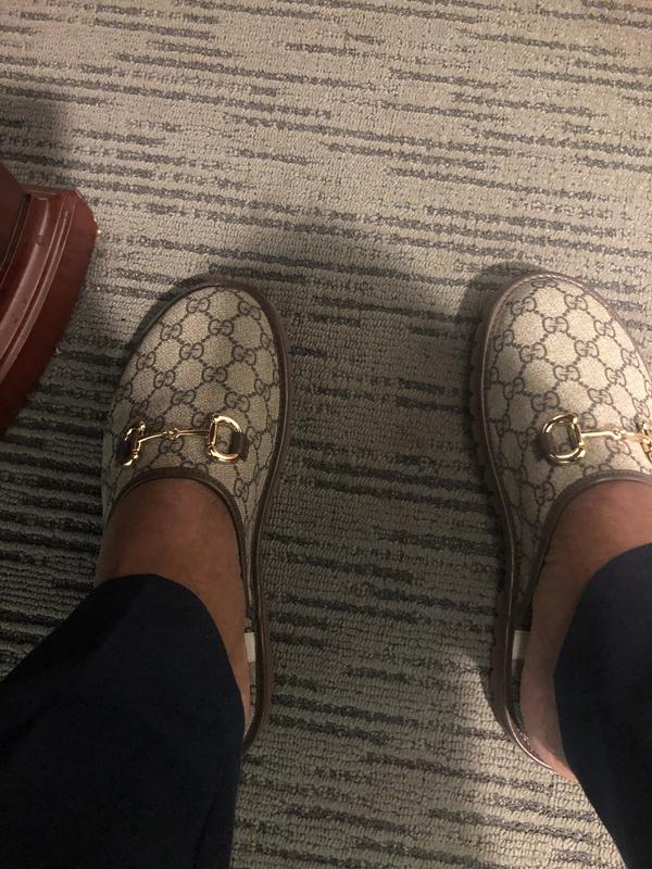 Gucci Men's GG Supreme Horsebit Slippers | Bloomingdale's