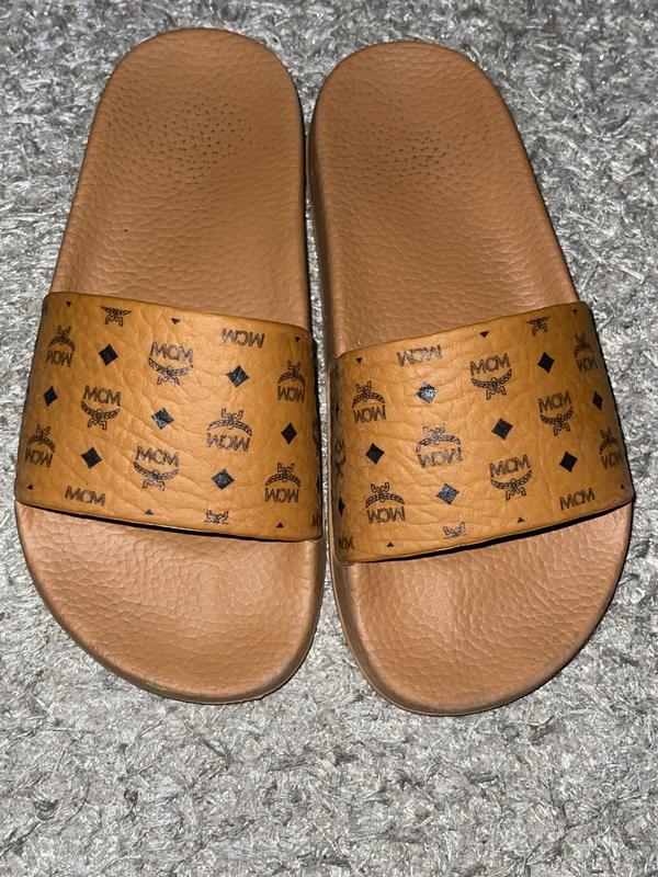MCM Women's Monogram Logo Print Slide Sandals | Bloomingdale's