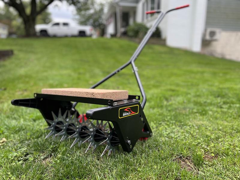 Brinly 18 in. 3D Galvanized Steel Tine Push Spike Aerator at Tractor ...