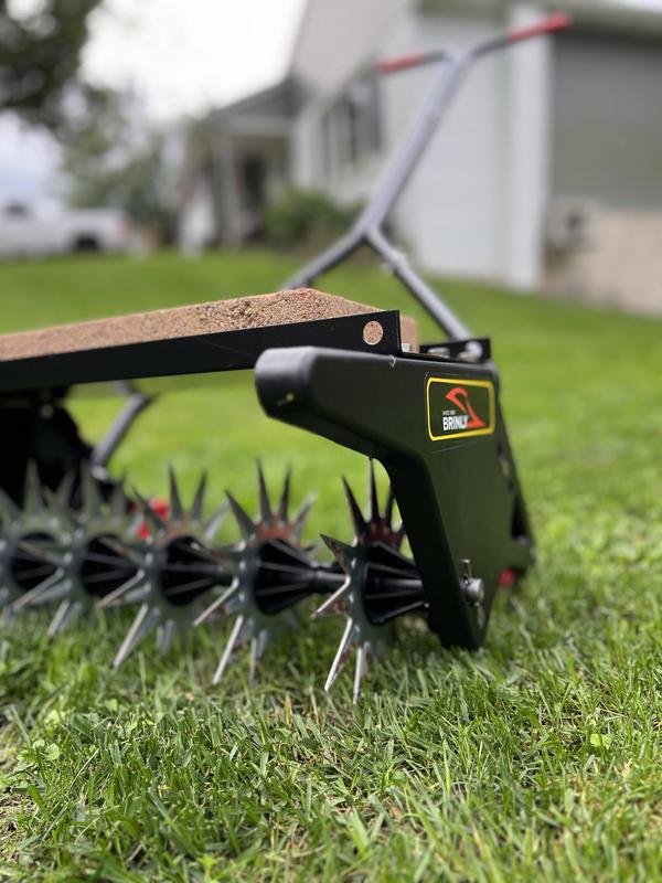 Brinly 18 in. 3D Galvanized Steel Tine Push Spike Aerator at Tractor ...