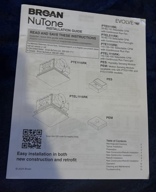 Broan 0.6-Sone 110-CFM White Bathroom Fan, ENERGY STAR PTE511RK at ...