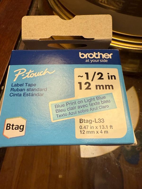 Brother Genuine P-Touch BTAG Label Tapes 0.47 x 13.1 ft Blue on Light ...