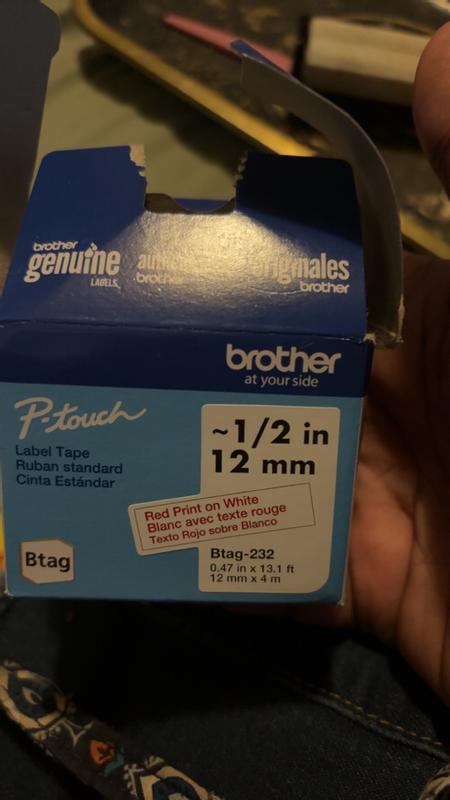 Brother Genuine P-Touch BTAG Label Tapes 0.47 x 13.1 ft Red on White in ...