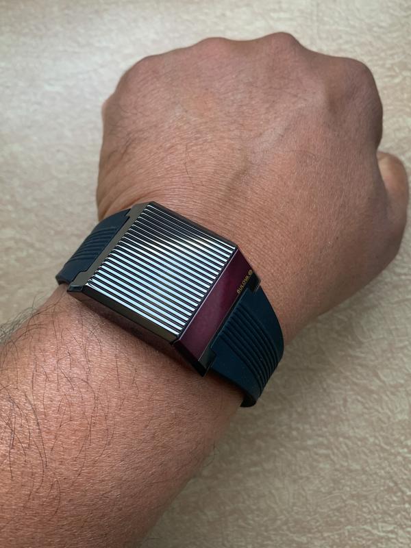 Bulova Computron Archive Black Rubber Strap Watch, 31.1mm x 40.3mm ...