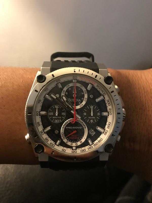 Bulova Men's Chronograph Precisionist Black Rubber Strap Watch 47mm ...