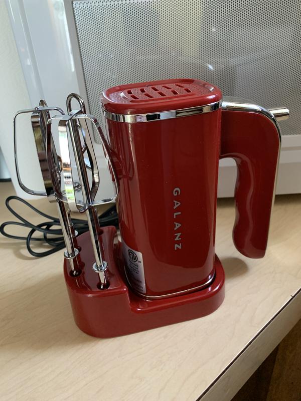 Galanz 5 Speed 150W Retro Hand Mixer With Storage Base Hot Rod Red ...
