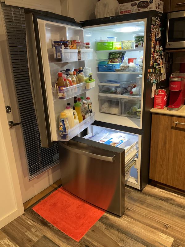 GE 20.9-cu ft Bottom-Freezer Refrigerator with Ice Maker (Stainless ...