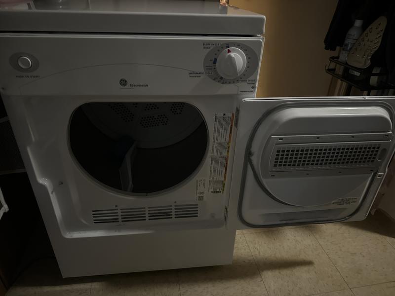 GE 3.6-cu ft Stackable Portable Vented Electric Dryer (White On White ...