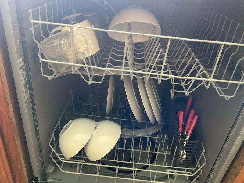 GE Dry Boost 24-in Front Control Built-In Dishwasher (White), 60-dBA ...