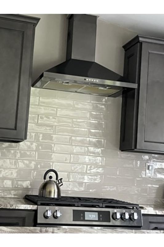 GE 30-in Convertible 350-CFM Black Slate Wall-Mounted Range Hood with ...