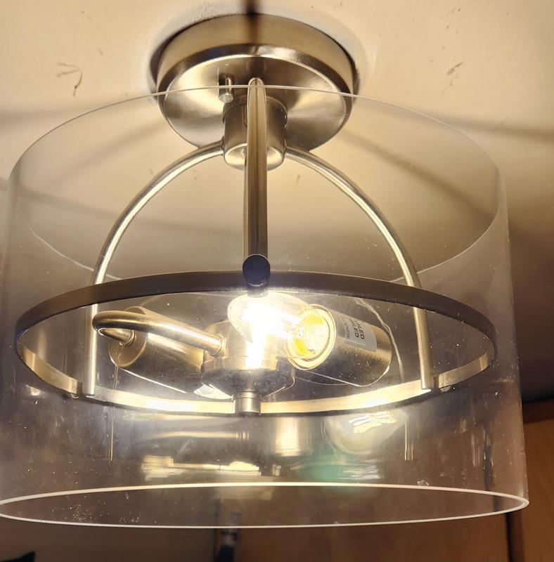 GE Brushed Nickel Modern/Contemporary Clear Glass Cylinder LED Mini ...