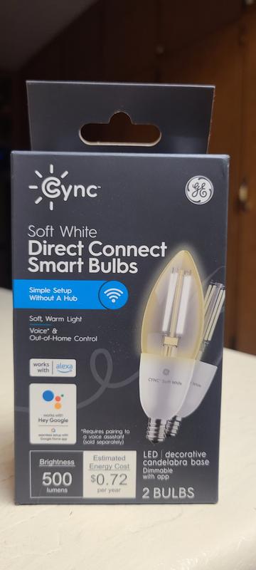 GE Cync 60-Watt EQ B11 Soft White Candelabra Base (e-12) Dimmable Smart ...