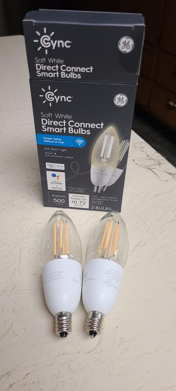 GE Cync Smart LED Light Bulb Soft White Decorative Candle Light Works with Alexa and Google Home Small Candelabra Base 2 Pack