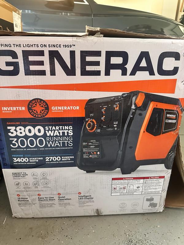 Generac iQ Series 3500 -Watt Single Fuel (Gasoline) Inverter Generator ...