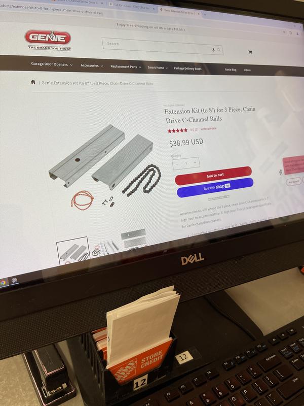 Genie Tube Rail Chain Extension Kit for 8 ft. Tall Garage Doors at ...