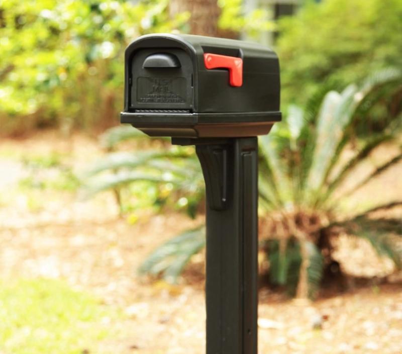 Architectural Mailboxes Post Mount Brown Plastic Standard Mailbox with ...