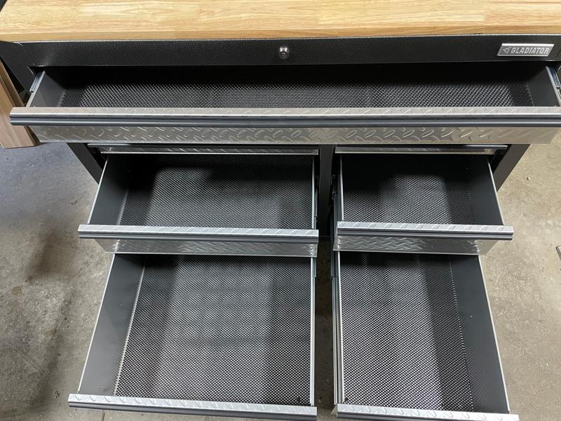 Gladiator 41-in L x 24.5-in H 9-Drawers Rolling Hammered Granite Wood ...