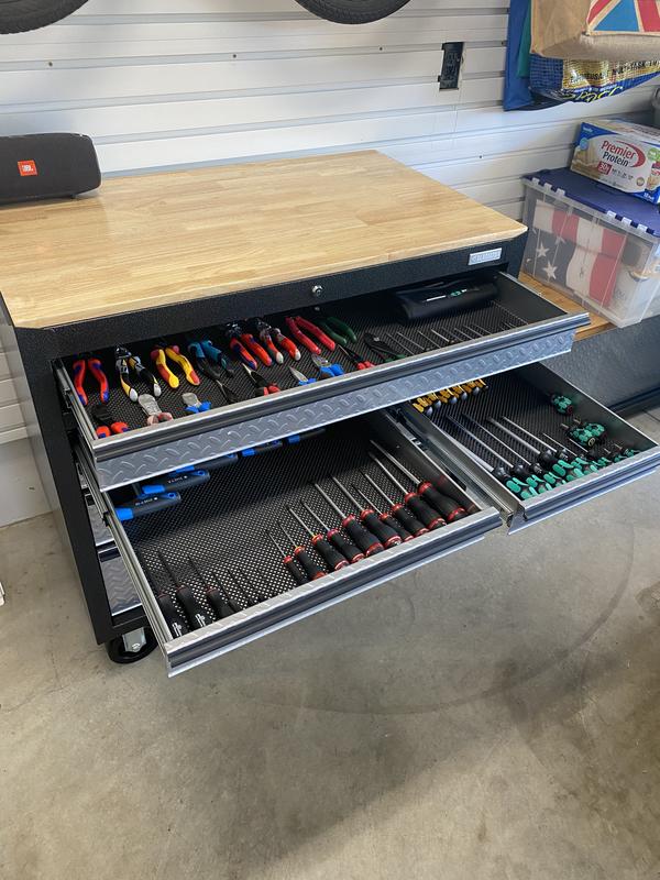 Gladiator 41-in L x 24.5-in H 9-Drawers Rolling Hammered Granite Wood ...