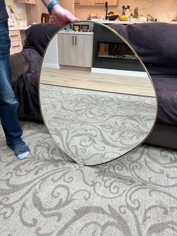 Glass Warehouse Starla 28-in W x 36-in H Irregular Satin Brass Framed Wall Mirror SF-PBL-28X36 ...