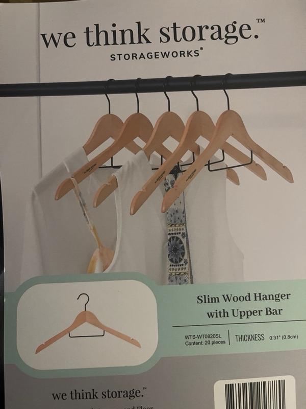 WeThinkStorage Pack of 20 Slim Wood Hangers with Upper Bar - Macy's