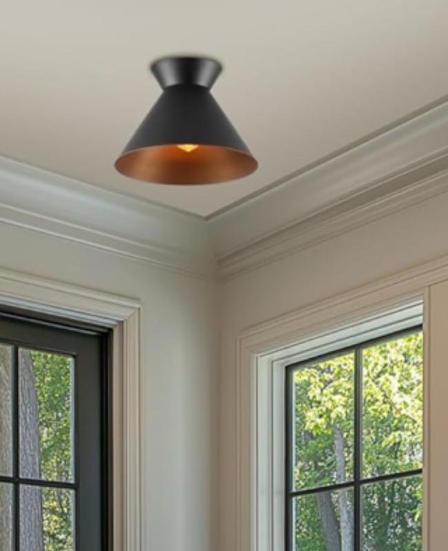 Globe Electric 12-in Matte Black Indoor 1 -Light Flush Mount Light ...