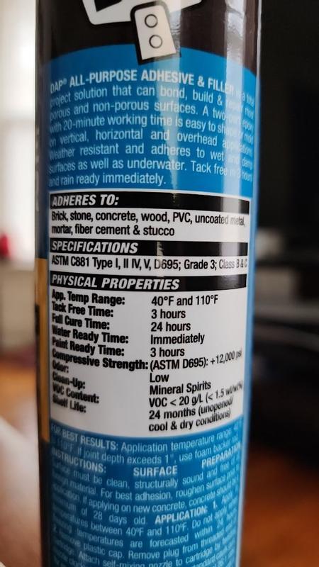 DAP Polymer-based Gray Multi-use Exterior Construction Adhesive (8.6 ...