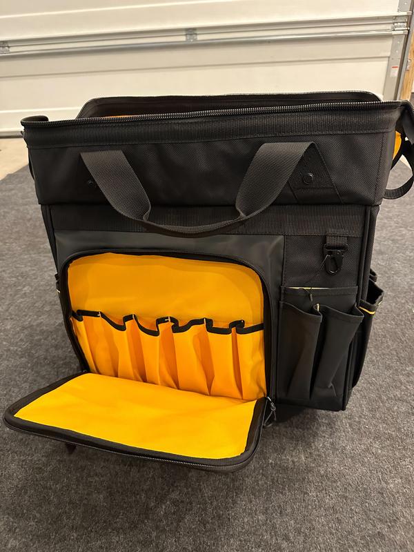 DEWALT Black- Yellow Polyester 12.125-in Zippered Rolling Tool Roll ...