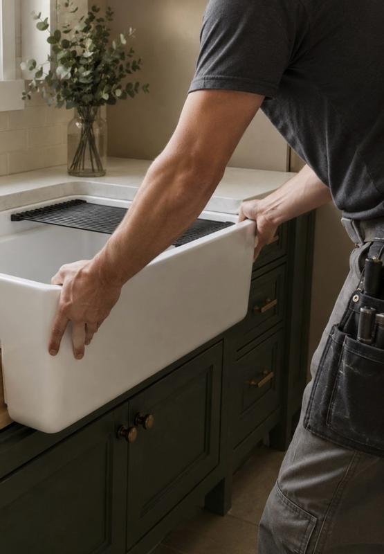 DeerValley Farmhouse apron front 33-in x 20-in Fireclay Single bowl ...