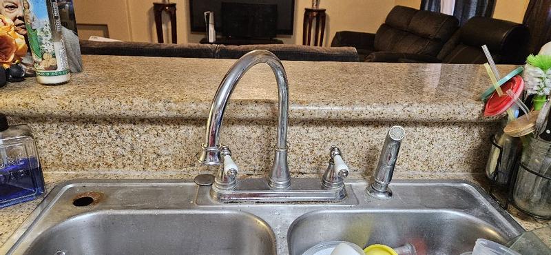 Delta Renaldi Matte Black Double Handle Bridge Kitchen Faucet with ...