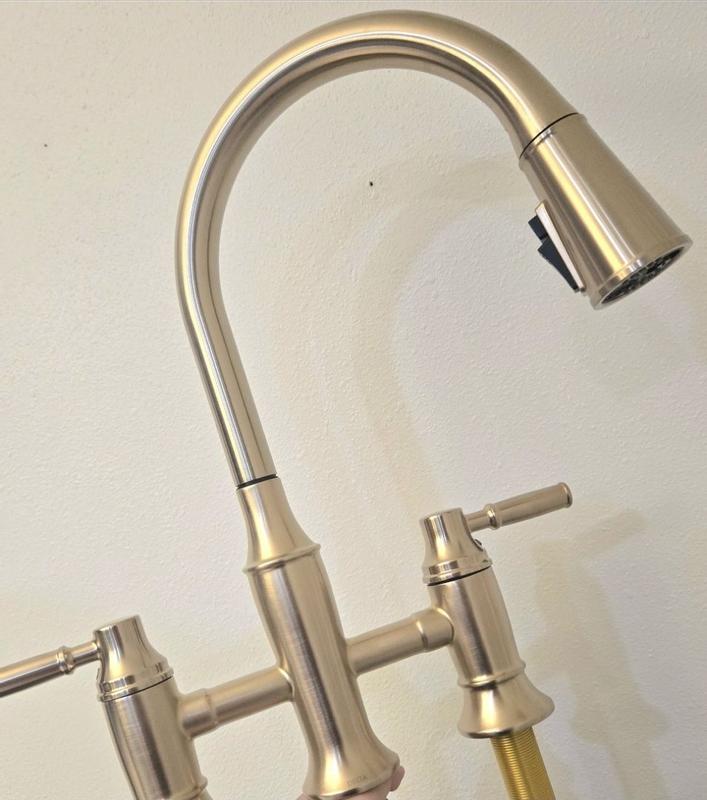 Delta Renaldi Matte Black Double Handle Bridge Kitchen Faucet with ...