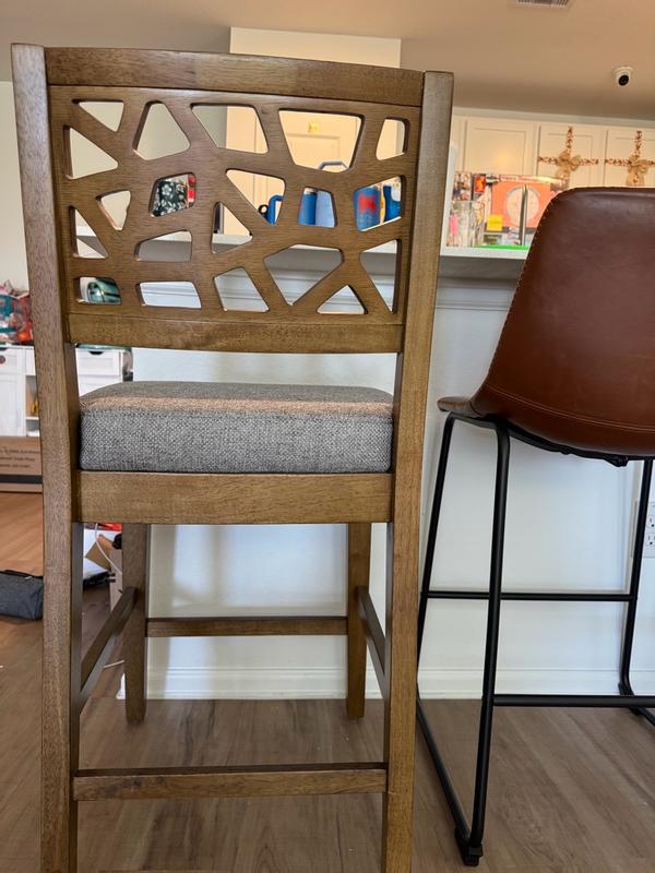 INK+IVY Light Grey 26-in H Counter height Upholstered Wood Bar Stool in ...