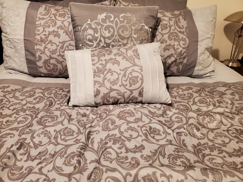 510 Design 8 -Piece Neutral Queen Comforter Set in the Bedding Sets ...