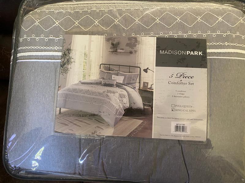Madison Park 5 PC Comforter Set Kailee 5-Piece Grey Queen Comforter Set ...
