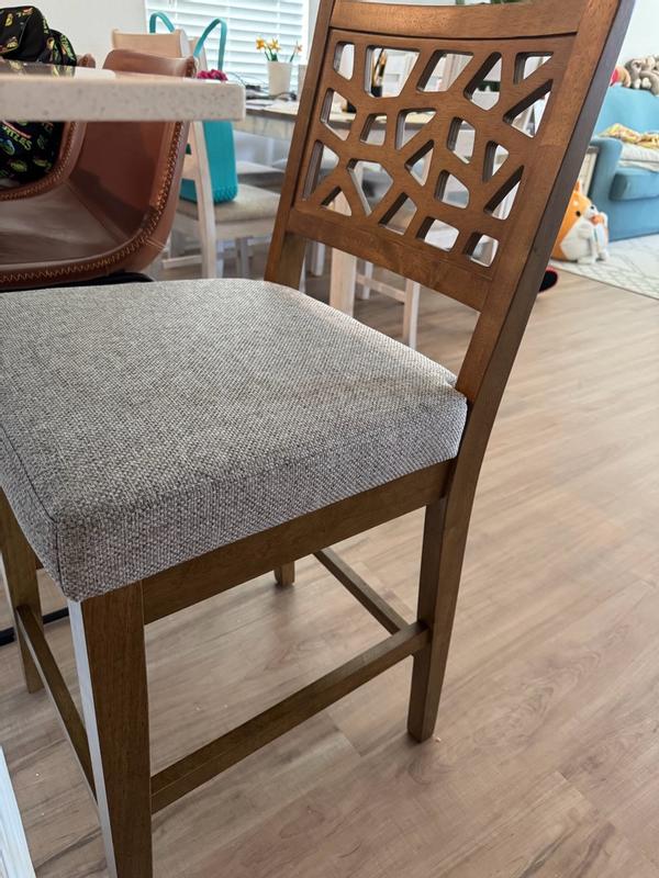 INK+IVY Light Grey 26-in H Counter height Upholstered Wood Bar Stool in ...