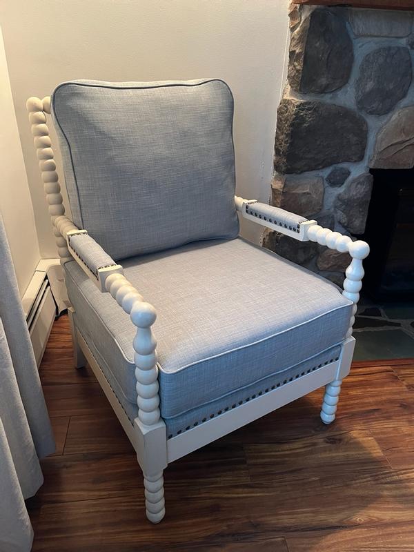 Madison Park 25.5-in W Casual Light Blue/Camel Oak Accent Armchair in ...