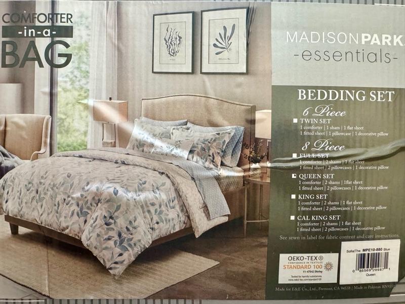 Madison Park Essentials 6-Piece Blue Twin Comforter Set MPE10-878 at ...