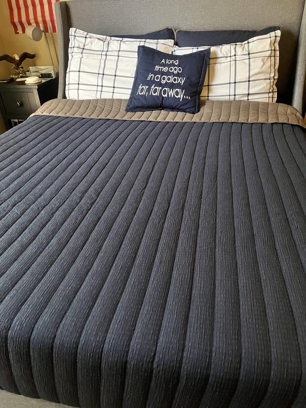 Madison Park Franklin 3 Piece Crinkled Microfiber Reversible Quilt Set ...