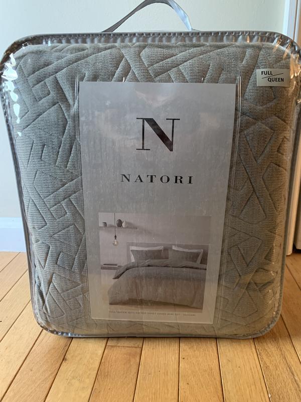 Natori Origami Oversized Knit Quilted Top 3 Piece Duvet Cover Mini Set ...
