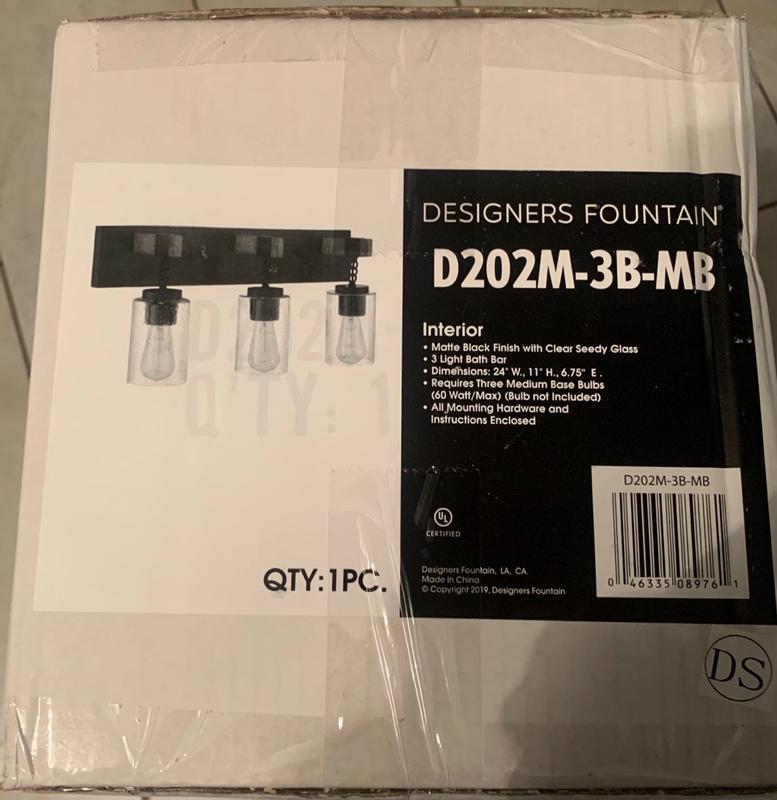 Designers Fountain Fulton 24-in 3 -Light Matte Black Rustic Vanity ...