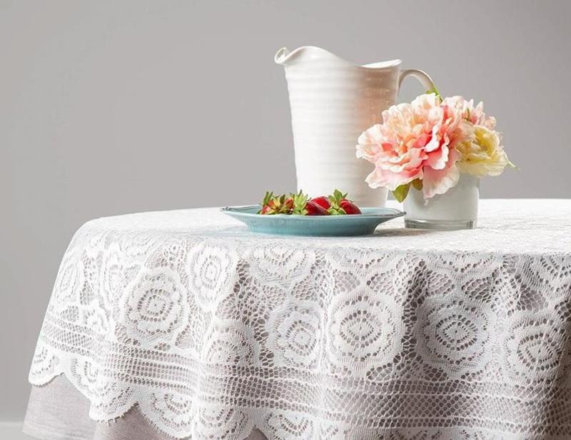 Floral Polyester Lace Tablecloth 63" Round - Macy's