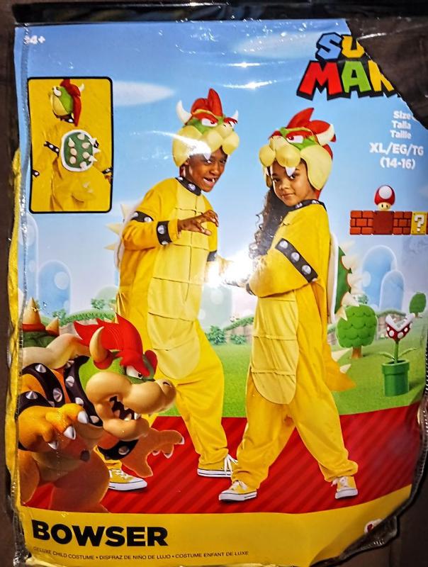 Disguise Super Mario Bros Kid's Bowser Jumpsuit Costume Size 14/16 in ...