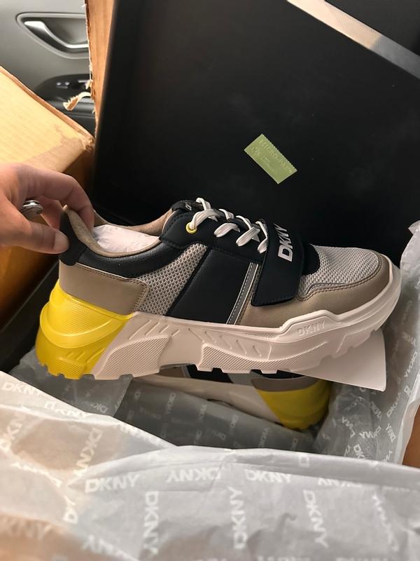 DKNY Men's Mixed Media Runner with Front Logo Strap Sneakers - Macy's