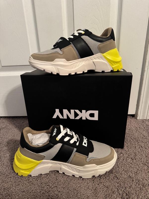 DKNY Men's Mixed Media Runner with Front Logo Strap Sneakers - Macy's